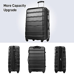 Merax Luggage Sets of 3 Piece Carry on Suitcase Airline Approved,Hard Case Expandable Spinner Wheels (Black)