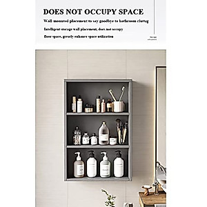 NIZAME Wall-Mounted Makeup Organizer, 0.8mm Aluminum Toilet Sideboard, 2-3 Large Storage Space, Hole-Free Bathroom Wall-Mounted Hanging Cabinet (Color : White, Size : 50x60cm)