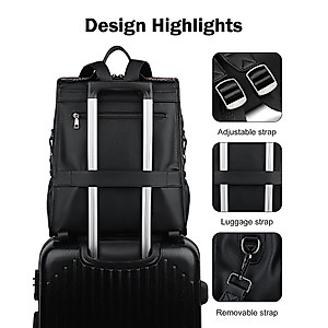 FADEON Leather Laptop Backpack for Women, Designer Ladies Work Travel Computer Backpack with Laptop Compartment Purse Black