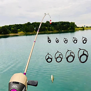 45pcs/Box Fishing Rod Repair Kit, Fishing Rod Tips and Guides Replacement Kit, Ceramic Guide Ring Fishing Pole Tip Repair Kit Fishing Rod Eyes Repair Guides