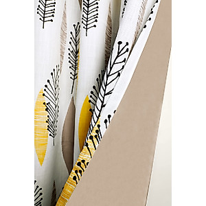 Cherry Home Modern Leaves Room Darkening Blackout Curtain Pairs Panel Heavy Drapes for Living Room Grommet Top Draperies Yellow,2 Panels with 2 Matching Pillow Case,52 Inch by 84 Inch