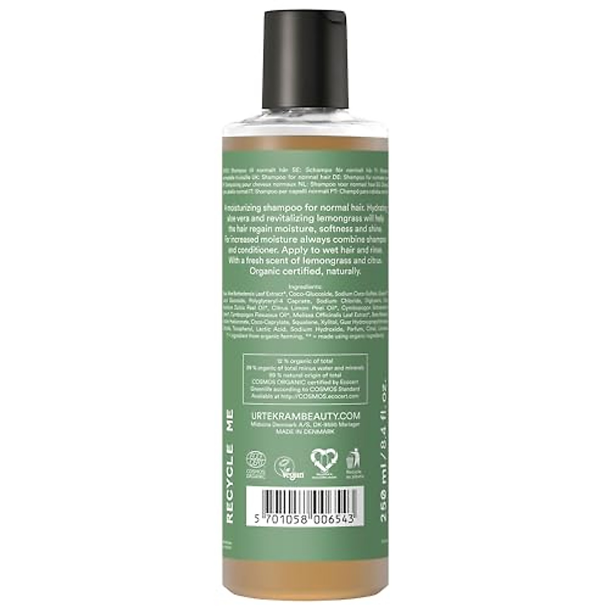 Urtekram Intense Moisture Shampoo Wild Lemongrass 250ml/ 8.4fl.oz.