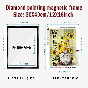 pchmcu 4 Packs 12" x 16 Picture Frame,Diamond Painting Picture Frames for 30x40cm,Magnetic Art Frame,Frames for Wall Window Door Black,inside Size 10" x 14"