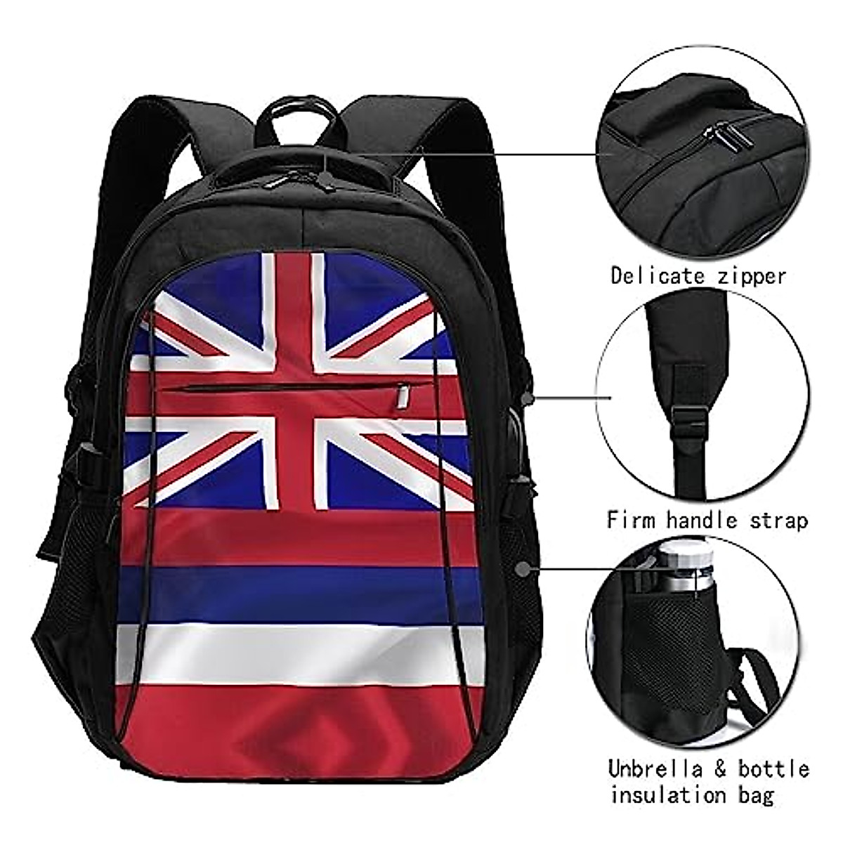 vacsAX Flag of Hawaii American Travel Laptop Backpack, Business Water Resistant Laptop Backpack with USB Charging Port Unisex