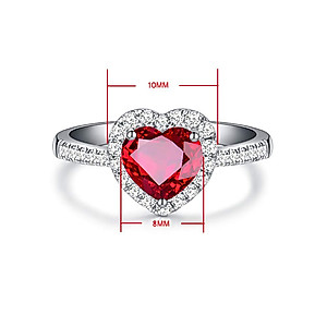 Dungkey Red Ruby Heart Shape Gemstone Sterling 925 Silver Wedding Rings for Women Bridal Fine Jewelry Engagement Bague Accessories (6)