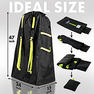 Stroller Travel Bag for Airplane Gate Check – Protective Airport Approved Baggage Gate Check Storage Sack for Traveling with Standard or Double Stroller – Easy Carrying with Padded Backpack Straps
