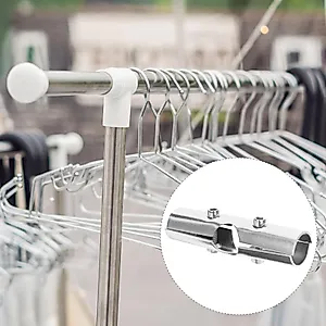 TEHAUX Corner Shelves Corner Shelves Closet Rod Connector Bars, Window Curtain Rod Corner Connector Stainless Steel Closet Pole Pipe End Connectors for Closet (2 Sets,) Display Shelf Display Shelf