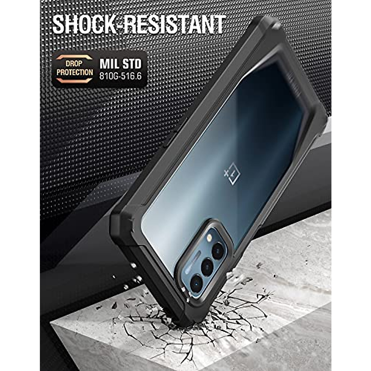 Poetic Guardian Series Case Designed for OnePlus Nord N200 5G, Full-Body Hybrid Shockproof Bumper Cover with Built-in Screen Protector, Black