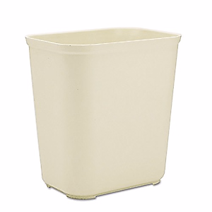 Rubbermaid 254300BG Fire-Resistant Wastebasket, Rectangular, Fiberglass, 7gal, Beige
