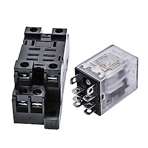mxuteuk 2pcs JQX-13FL DC 12V Coil 8 Pin 10A DPDT LED Indicator Electromagnetic Power Relay, with Base, with DIN Rail Slotted Aluminum