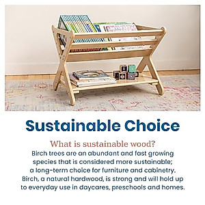 ECR4Kids Book Caddy with Shelf, Bookshelf with Storage, Natural