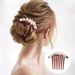 Honbay 2PCS 7 Teeth Hair Side Combs Pearl Crystal Rhinestone Floral Twist Combs Rhinestone Flower Hairpin Decorative Hair Combs Accessories for Women (2 Style)