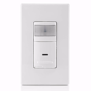 Leviton IPS02-1LW Decora Motion Sensor In-Wall Switch, Auto-On, 2.5A, Single Pole, White