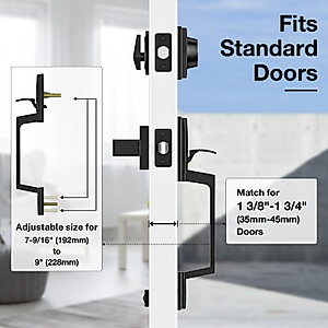 Brightify Black Front Door Handle, Matte Black Exterior Door Handle with Door Lever, Modern Front Door Lock Set, Adjustable Deadbolt with Single Cylinder, Reversible for Right&Left