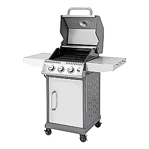 Royal Gourmet GG3001S Stainless Steel 3-Burner Propane, 25,500 BTU Cabinet Style Gas Side Tables, Outdoor Cooking Grill for Patio Garden Barbecue, Silver