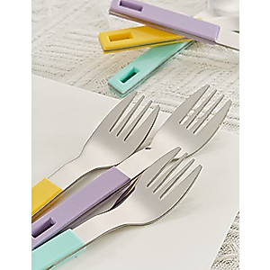 ANNOVA Children's Flatware 6 Pieces Kids Silverware - Stainless Steel - 3 x Safe Forks, 3 x Tablespoons - Toddler Utensils Without Knives for Lunch Box BPA Free Block (6 Pieces, Mix Color)