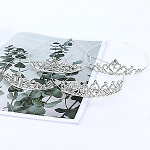 Cinaci 8 Pack Silver Metal Sparkly Glitter Rhinestone Crown Headbands Wedding Prom Birthday Party Princess Hair Tiaras Clasps Accessories for Kids Girls Teens Women Brides