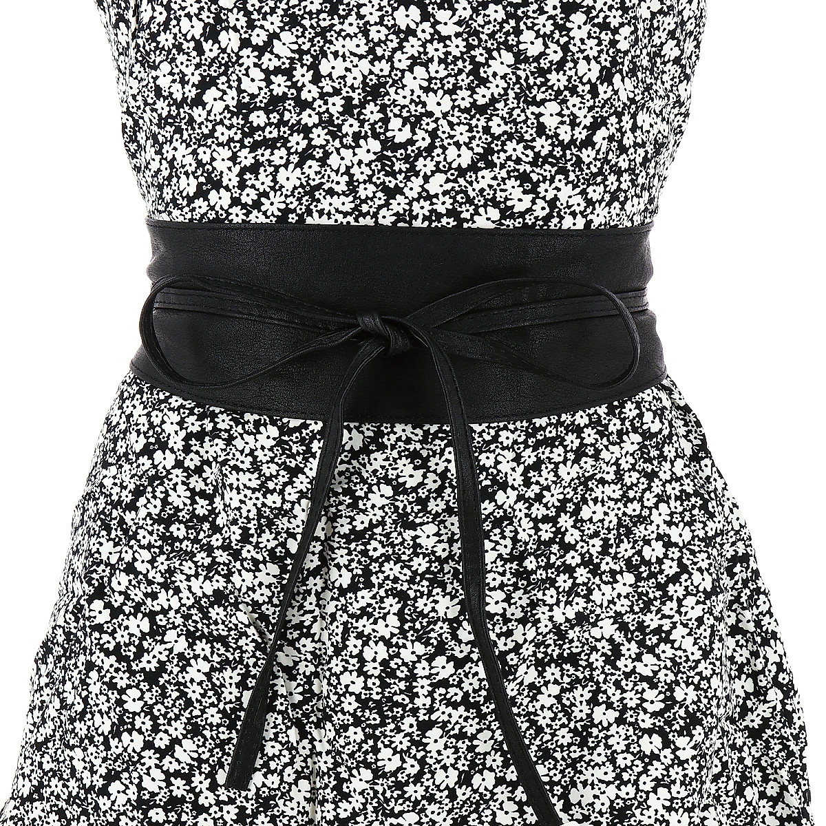 FASHIONGEN - Woman leatherette waisband Obi Belt, MICA - Black, L-XL