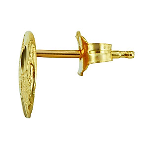 14k REAL Yellow Gold Soccer Ball Stud Earrings (8 x 8 mm)