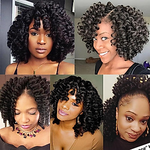 8 Inch 5 Pcs Wand Curl Crochet Hair Jamaican Bounce Crochet Hair Short Curly Braids Hair Curly Crochet Hair for Black Women 20 Roots/Pack(#1B)