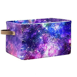 Galaxy Space Star Nebula Storage Bin Canvas Toys Storage Basket Bin Large Storage Cube Box Collapsible with Handles for Home Office Bedroom Closet Shelves,2 pcs
