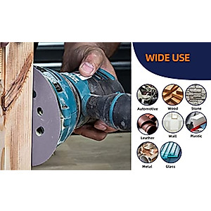 80pcs 5 inch 8 Hole Sanding Discs Hook and Loop 1500/2000/2500/3000/4000/5000/7000/10000 Grits Wet Dry Sandpaper with 2pcs Interface Pad for Random Orbital Sander Automotive Wood Metal Polishing