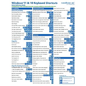Windows 11 and 10 Keyboard Shortcuts Quick Reference Training Tutorial Guide Cheat Sheet- Laminated