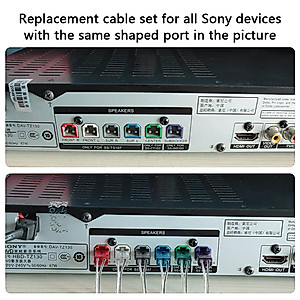 ExploreHome Set of 6 Replacement Speaker Wire Cord Cable Kits for Sony DAV-HDX275 DAV-HDX475 DAV-HDX576WF DAV-HDX589W DAV-HDX675 DAV-HDX678WF DAV-HDX900W Surround Sound System Speaker Cord