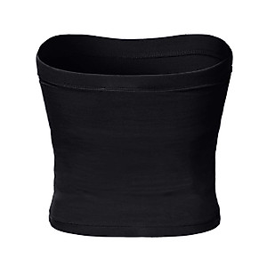HATOPANTS Tube Crop Shapewear Tops Strapless Cute Sexy Cotton Basic Casual Black L