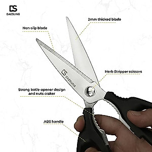 DAESUNG Stainless Steel Heavy Duty Kitchen Shears, Multipurpose Scissors Kitchen Accesories, Sharp Scissors Comfortable Handles for Cooking, Poultry Scissors for Cutting (8" Kitchen Shear)