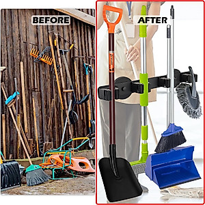 UNUSFIRE Magnetic Broom Holder,Strong Magnetic Mount Broom and Mop Holder 4 Racks for Cleaning Tools,Non-slip Magnetic Tool Holder Broom Hooks for Apartment RV Accessories Camper Garage Kitchen