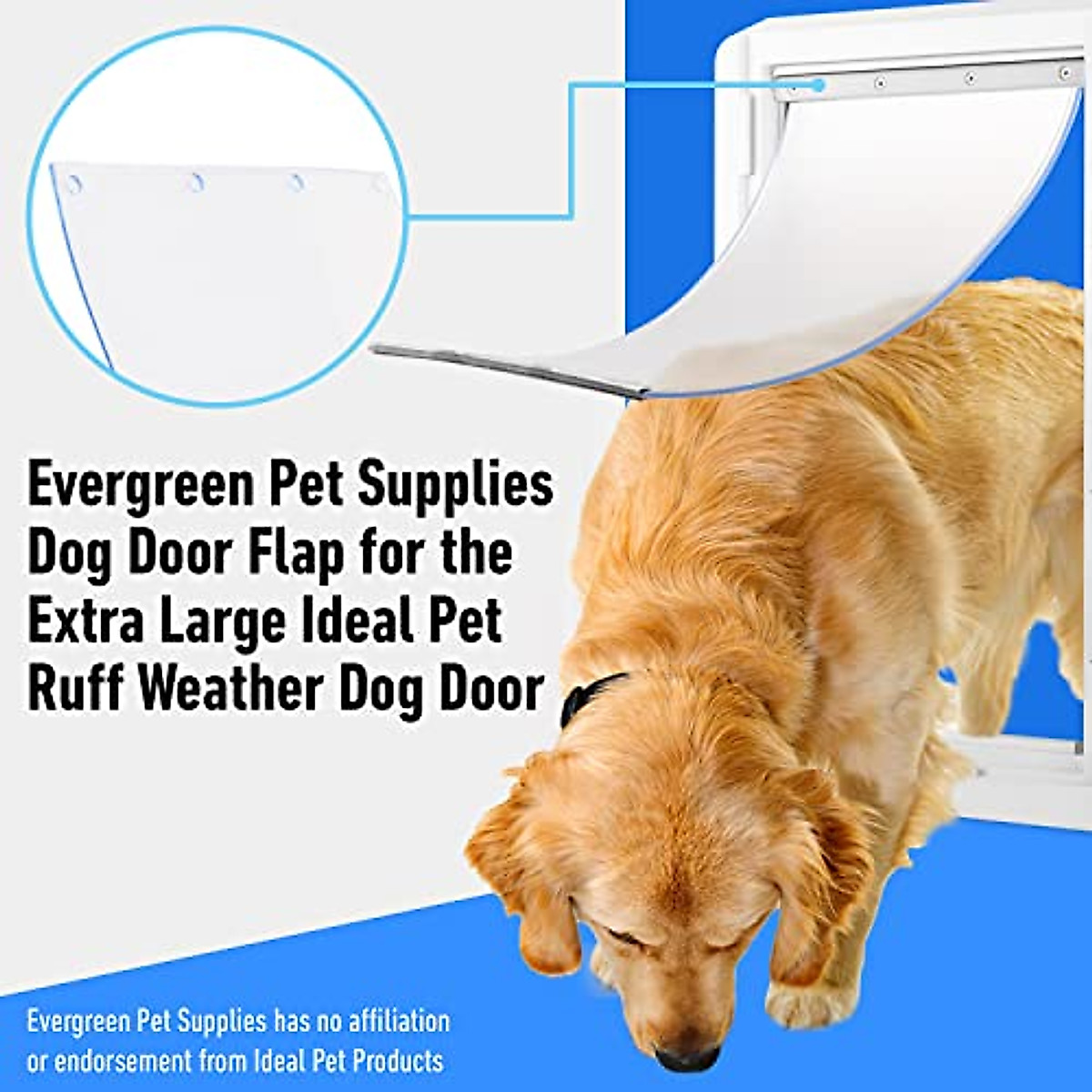 Evergreen Pet Supplies Extra Large Replacement Dog Door Flap for Ideal Pet Products Ruff Weather Dog Door Model #DSRWXL - 9.75 x 17 in – for Pets 36 to 90 lbs – Weather Proof Seal