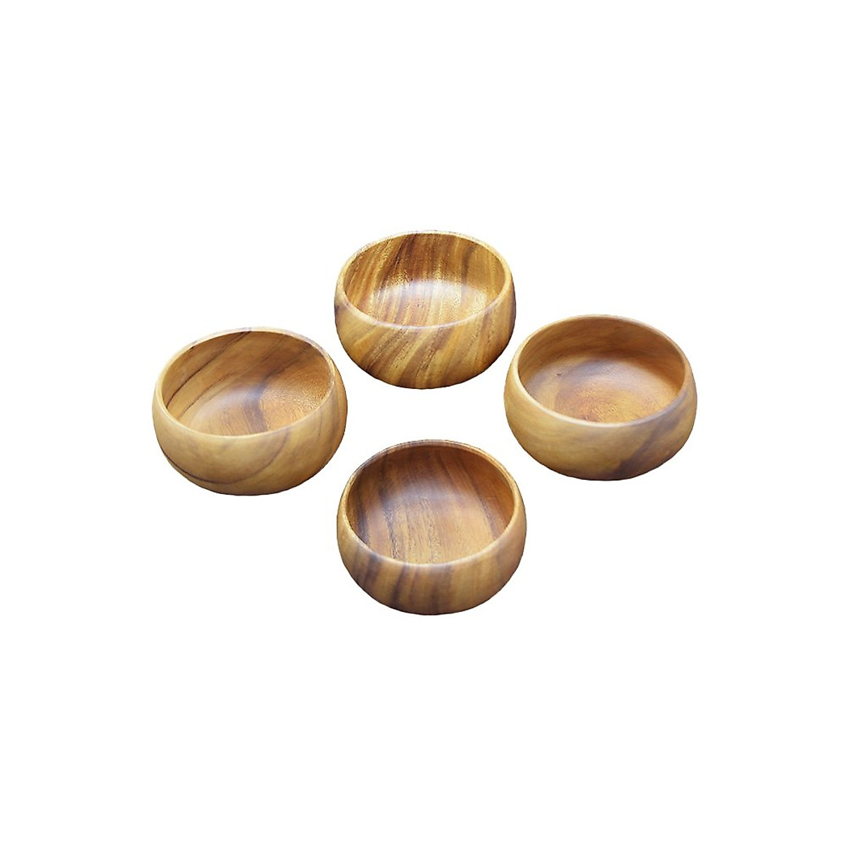 Pacific Merchants Trading Pacific Merchants Acaciaware 6- by 3-Inch Acacia Wood Round Calabash Serving / Salad Bowl, Set of 4,Brown