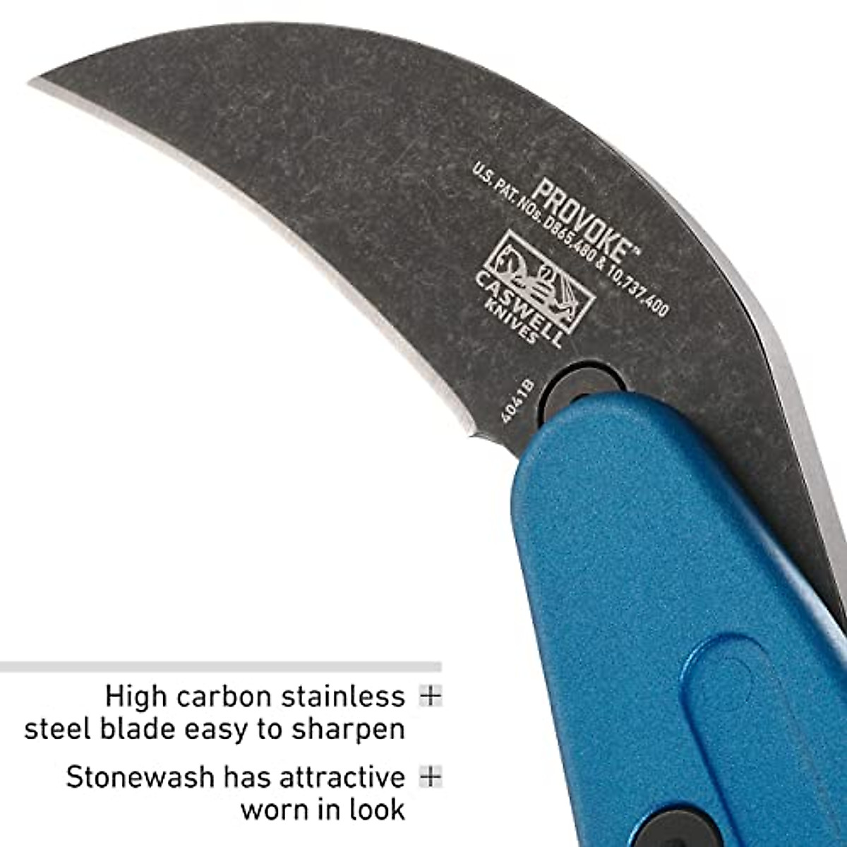 CRKT Provoke Blue Metallic: Morphing Karambit, Plain Edge Blade, Kinematic, Grivory, Low Profile Pocket Clip, 4041B