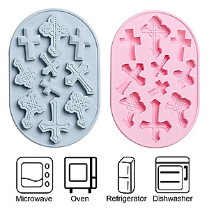 INKU 2 Pcs Christening Decorations Cupcake Cross Mold Christening Cross Mold Baptism Party Baby Fondant Mold Baptism Cupcake Cake Cross Mold Silicone for Baby Shower Wedding Party Supplies