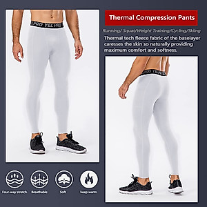 CARGFM Men's Thermal Compression Pants with Pocket Warm Winter Base Layer Running Tight Workout Leggings Underwear