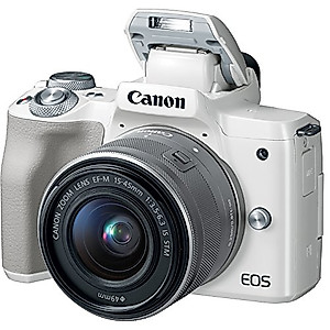 Canon 2681C011 EOS M50 Mirrorless Digital Camera (White) w/EF-M 15-45mm is STM Lens - (Renewed)