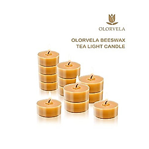 olorvela Beeswax Candles 12Pack Tealight Candles Handmade of Pure Beeswax, 4 Hour Burn Time, Clear Cup Beeswax Tea Lights