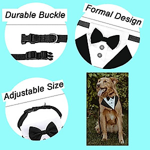 Bow Tie Dog Collar, iToolai Adjustable Collar Wedding Bandana for Small Medium Large Dog Boy(Black Strips, Large)