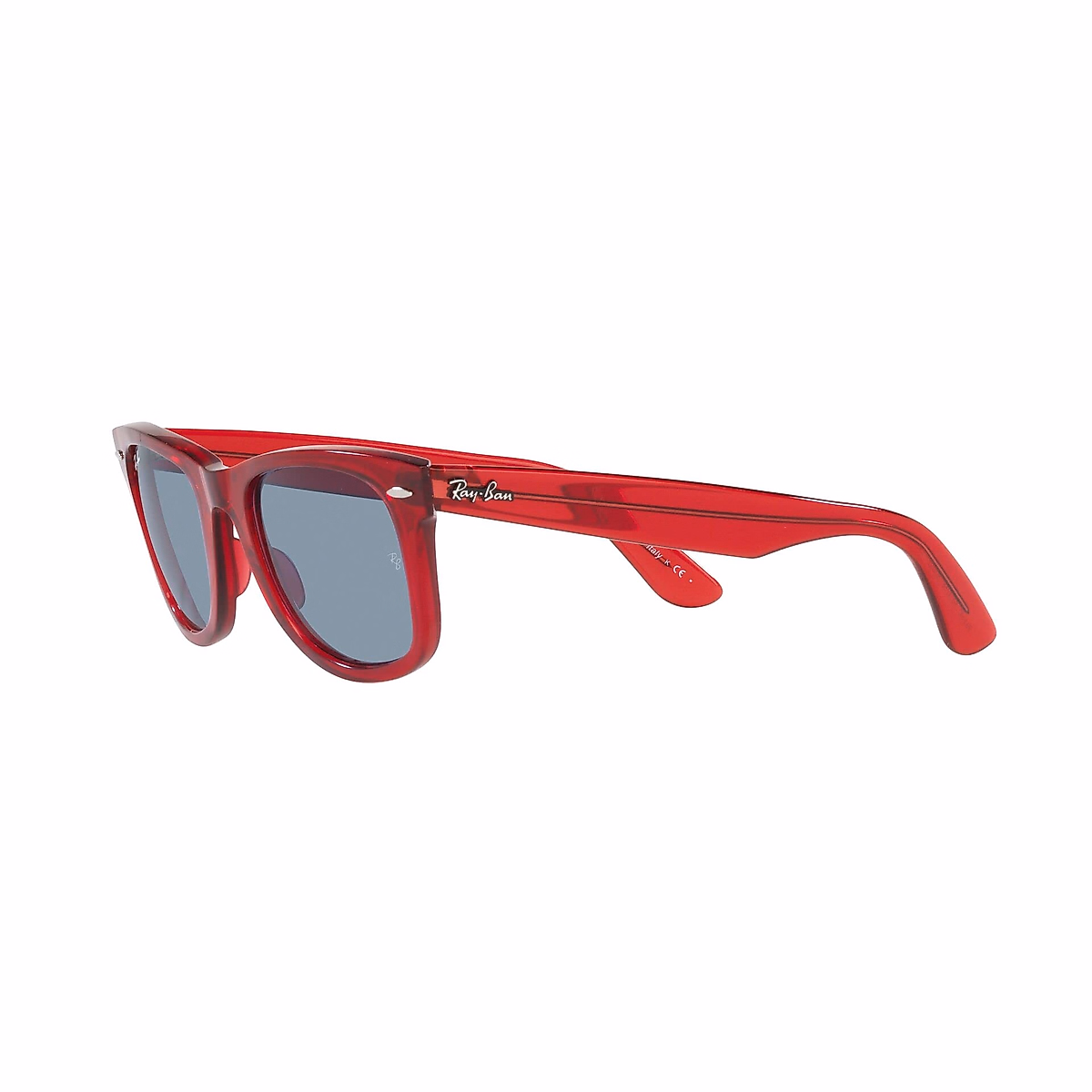 Ray-Ban RB2140 Original Wayfarer Colorblock Square Sunglasses, Transparent Red/Blue, 50 mm