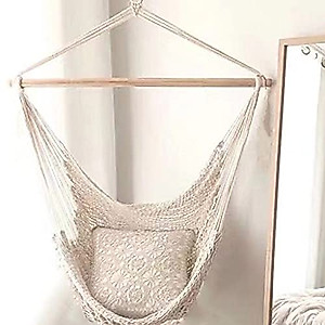 Hammock Chair Porch for Seat Woven Hanging Rope String Netted Swing Outdoor Indoor Garden Furniture for Yard Bedroo