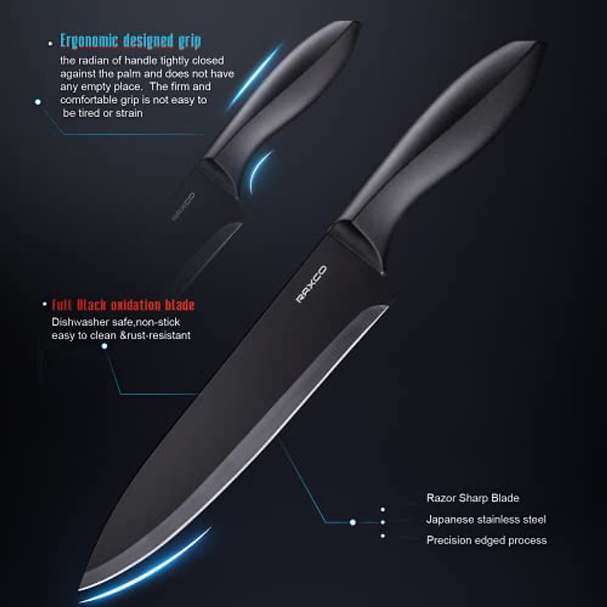 18 Pieces Black Kitchen Utensils Set Cooking Utensils Set Stainless Steel Knife Set with Block, 7 Piece Silicone Cooking Utensils Set with Scissors Vegetable Peeler Knife Sharpeners Cutting Board