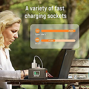 HOWEASY 120W Portable Power Bank, 88WH/24000mAh Portable Laptop Charger Battery Backup with 2 110V AC Socket/ 3 DC Ports/2 USB QC3.0/LED Light for CPAP Outdoor Camping Trip Hunting Emergency