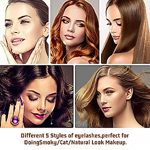 ONAFI False Eyelashes Mink Lashes Fake Eyelashes Kit Dramatic Cat-Eye Fluffy Wispies Eyelash [10 Pairs Pack-5 Styles]