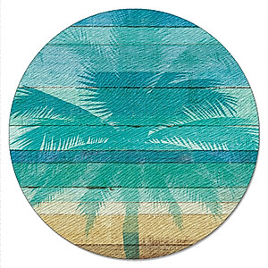 Counterart Beachscapes 4mm Heat Tolerant Tempered Glass Lazy Susan Turntable 13" Diameter Cake Plate Condiment Caddy Pizza Server