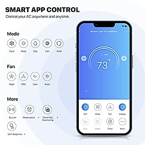 mollie 6,000 BTU Smart Window Air Conditioner with Wi-Fi Connected, Window AC Unit Cools up to 250 Sq.Ft., Remote/App Control, with Easy Install Kit, 115V/60Hz, White