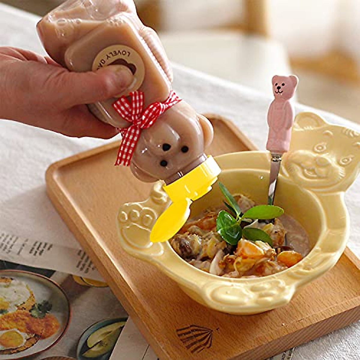 Lainrrew 10 Pcs 8 Fluid Oz Honey Jar, Plastic Bear Honey Bottles Jars Clear Honey Containers Dispenser Honey Squeeze Bottle Juice Bottle with Leak Proof Flip-Top Caps for Storing and Dispensing