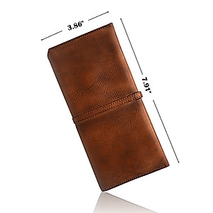 LETEULO Wallets for Women Genuine Leather Card Organizer Dip Dye Coin Purse Ladies Ultrathin Wallets (Brown)