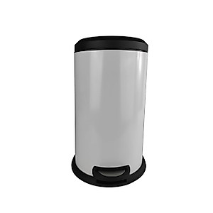Ready Covers Premium Steel Garbage Trash Can Wastebasket + Built in Compression System + Inner Liner and Foot Pedal - White (40L/13Galloon)