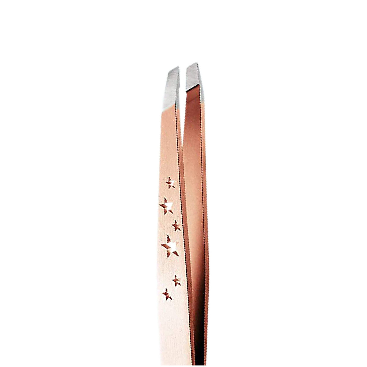 Rubis Classic 6-Star Stainless Steel Slanted Tweezers for Precise Eyebrows and Hair Removal, 1K103CTRED, Red Gold, The Gold Collection,Rubis Switzerland Swiss Made World Renowned Precision